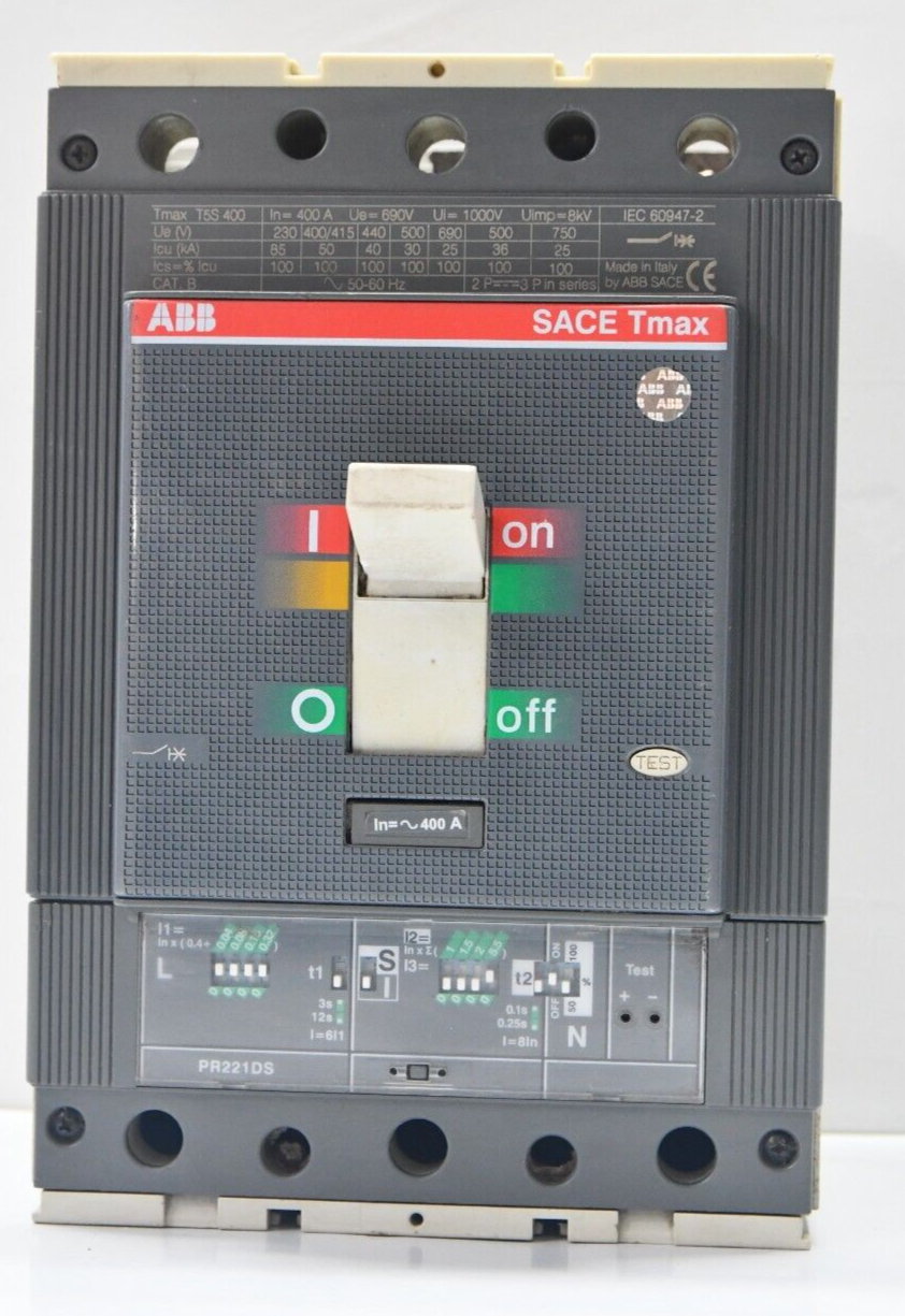 ABB SACE TMAX T5S 400 PR221DS 3 POLE CIRCUIT BREAKER 400 AMPS / TESTED ...