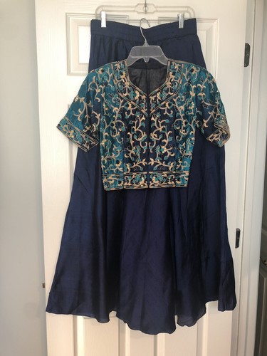 Ethnic Wear Dark blue Ghagra matching embroidery choli and dupatta | eBay