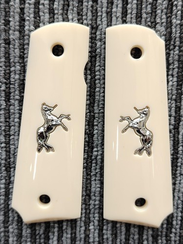 Colt 1911 Grips Bonded Ivory Silver Horse fits Government Commander ...