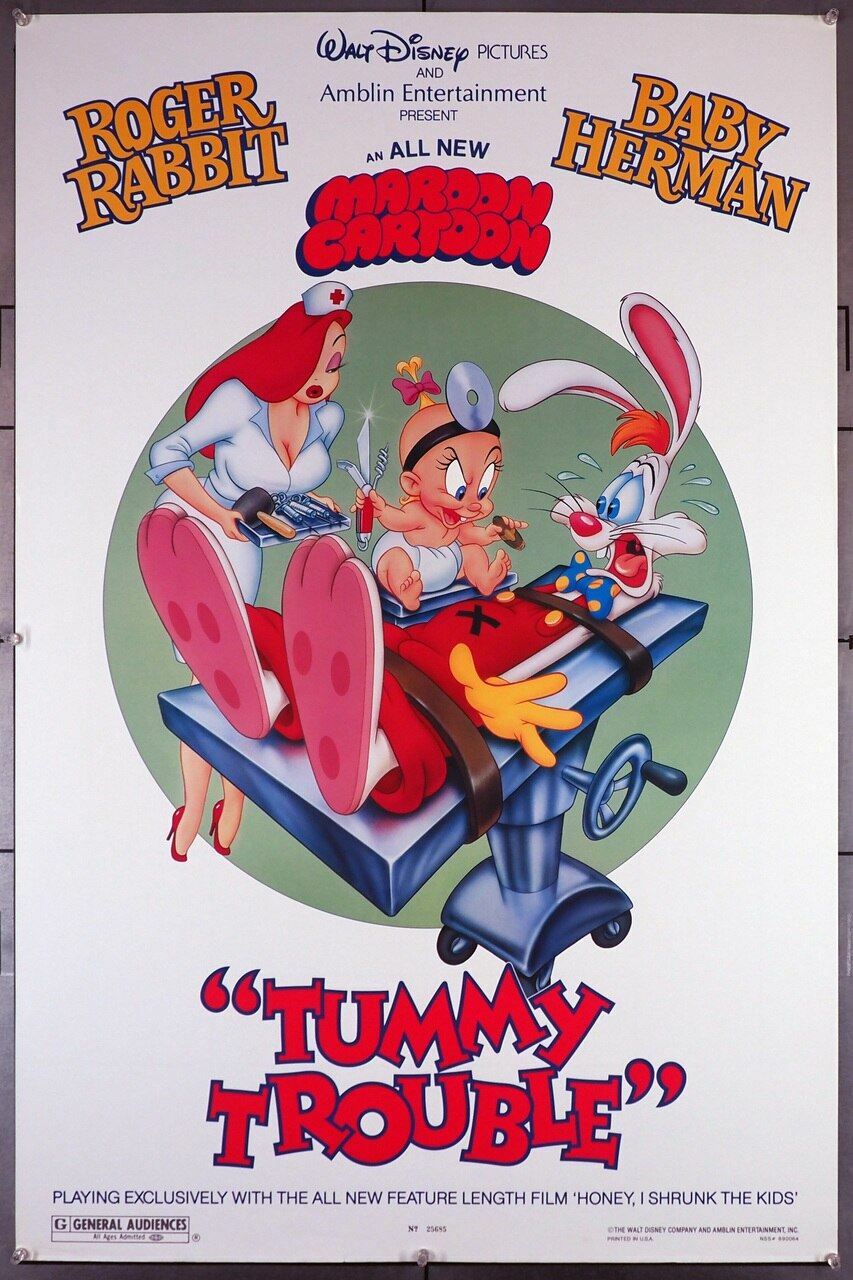TUMMY TROUBLE (1989) 368 Animation Poster Derived from Roger Rabbit Rob ...