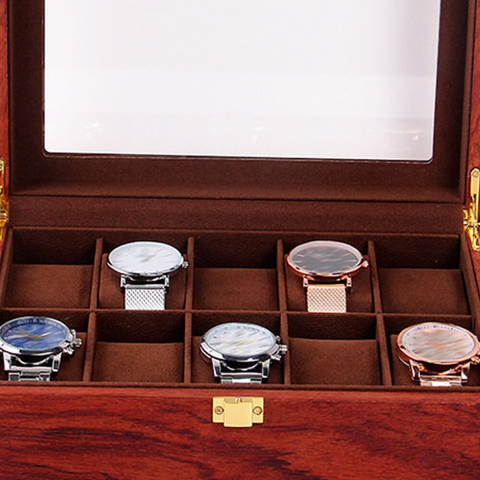10 Slot Watch Display Watch Box Wristwatch Jewelry Storage Organizer ...