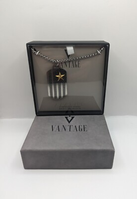 New Vantage Brand Men's US Flag Necklace Stainless Steel | eBay