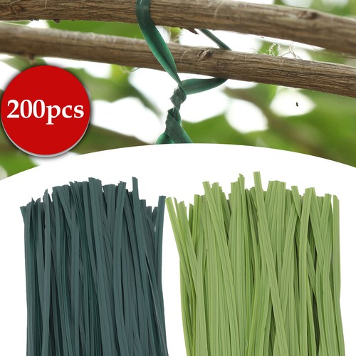 200 Plastic Coated Plant Support Cable Wire Green Garden Twist Ties ...