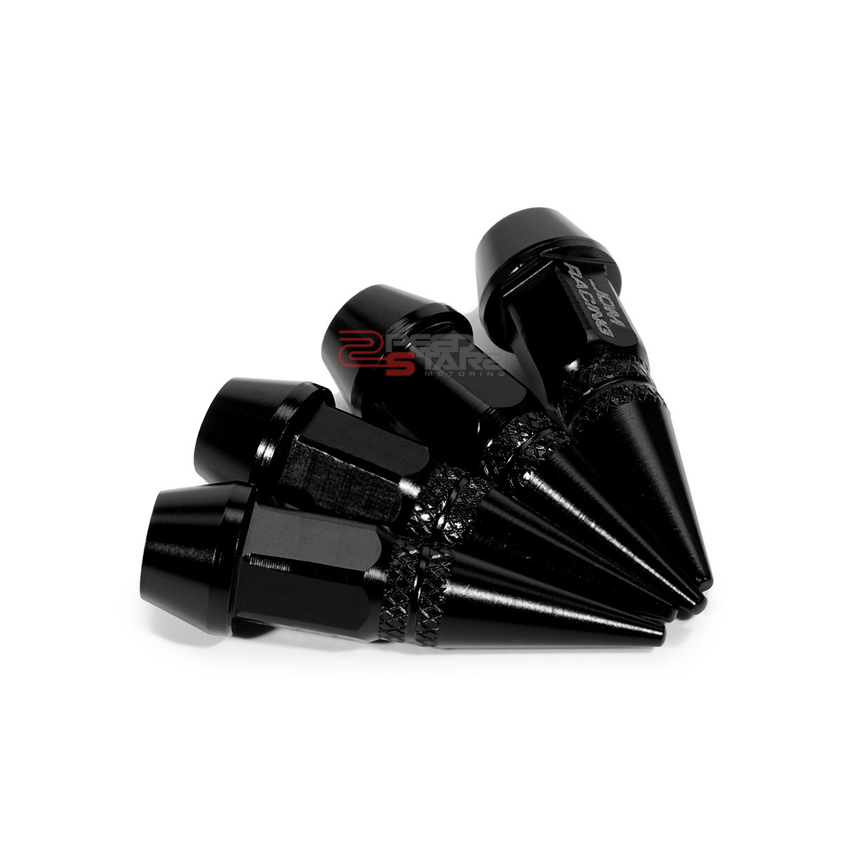 45MM ANODIZED ALUMINUM BLACK RIM AIR PORT COVER SPIKY VALVE CAPS 14MM ...