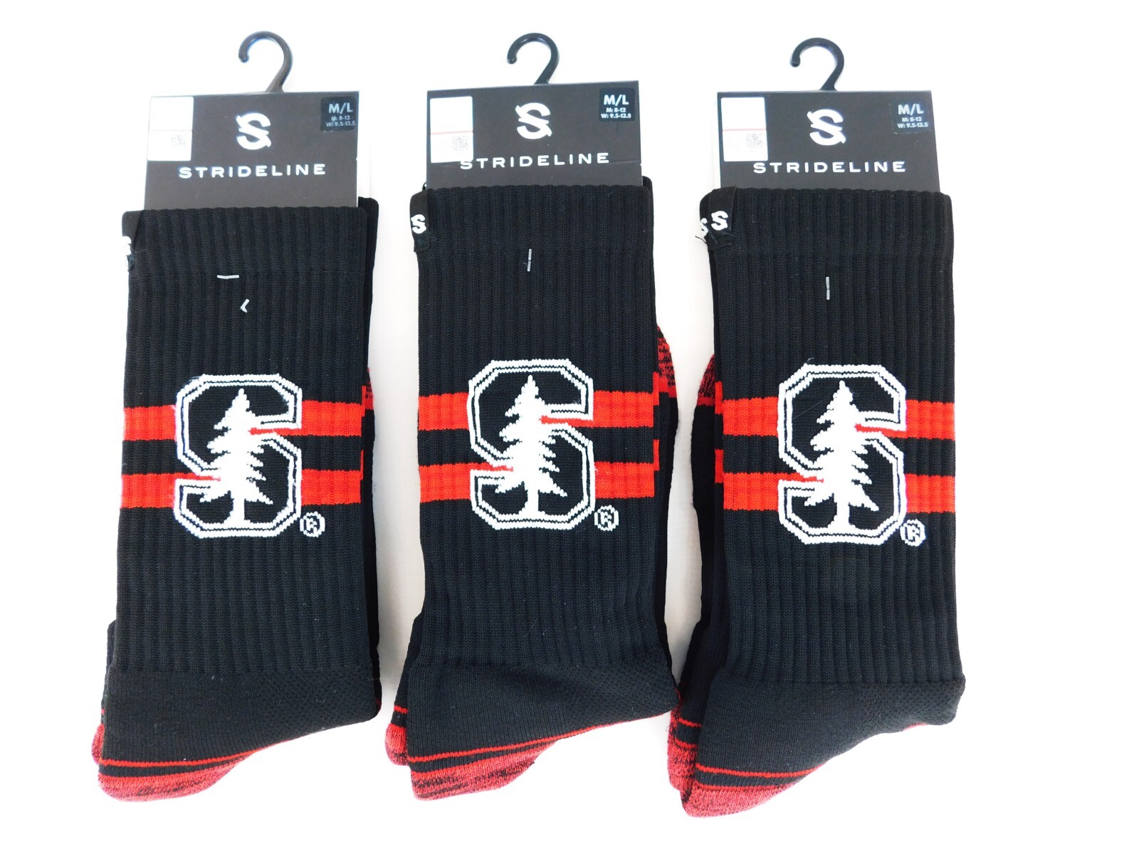 3-Pack Strideline Mens Stanford Cardinal Crew Socks Full Knit Multi ...