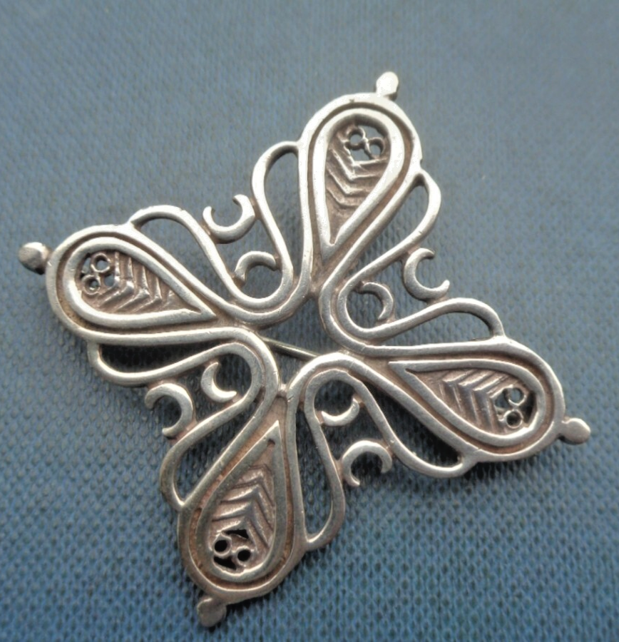Ola Gorie Orkney Brooch LARGE Scottish Stg. Silver EARLY Finnish Design ...