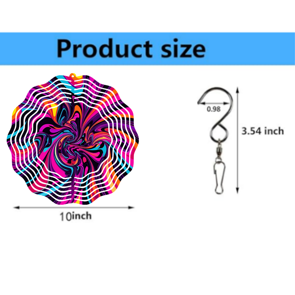 Psychedelic Swirl Wind Spinner 10" Metal Colorful Kinetic Outdoor ...
