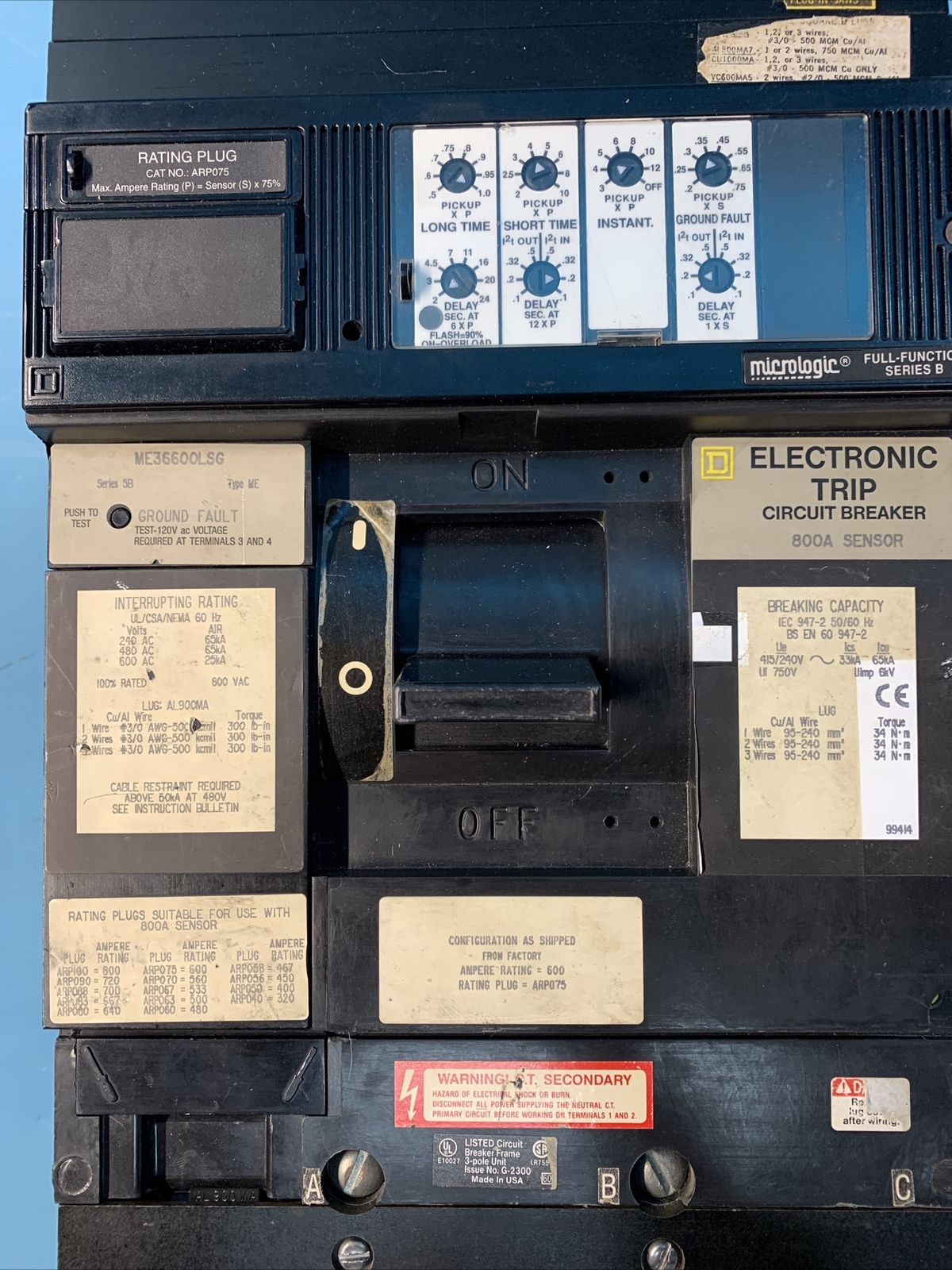 SQUARE D ME36600LSG 600 A RATING PLUG LOAD TESTED CAN MAKE 800 WITH ...