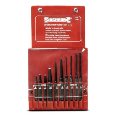 New Sidchrome SCMT27241 10pce Combination Punch Set with Knurled Grip ...