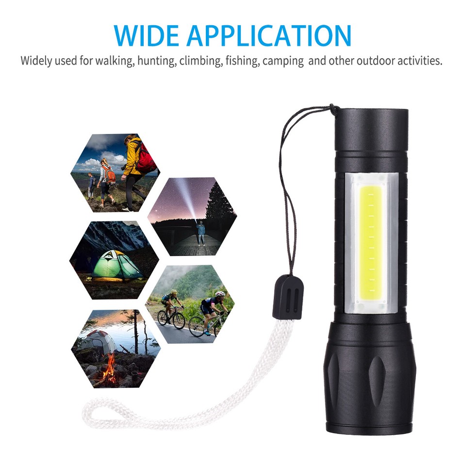 4pcs LED Tactical Flashlight USB Rechargeable Lamp Super Bright 3 Modes ...