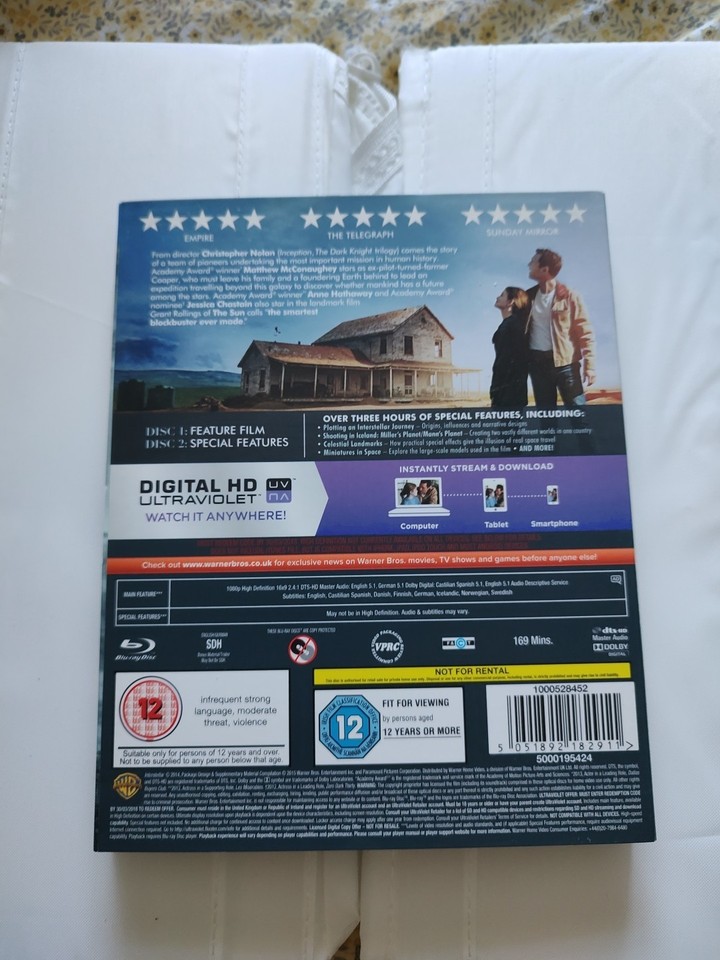 Interstellar 2014 Blu-ray Matthew McConaughey with Slipcase | eBay