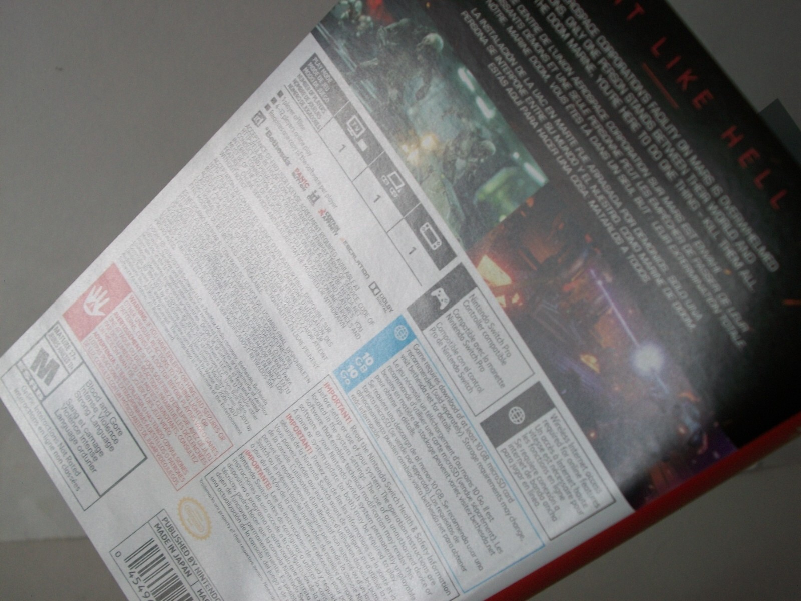 Doom Case Only NO GAME Nintendo Switch Empty Replacement Box Artwork ...