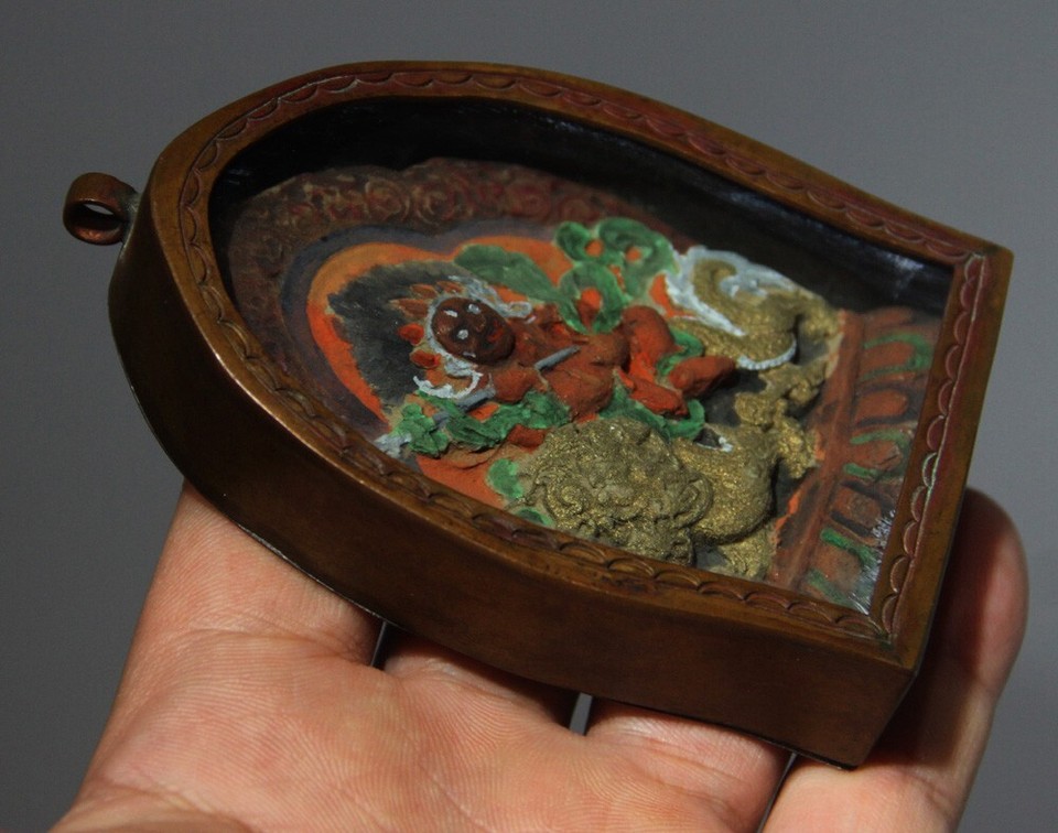 Real Tibet 1800s Old Buddhist Painted Clay Tsa Tsa Buddha Statue "Water ...