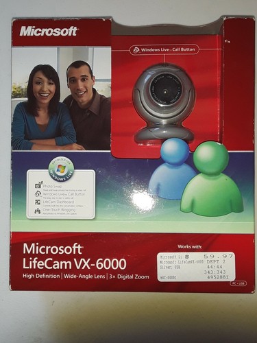 * NEW Microsoft Lifecam VX-6000 Webcam HD Wide Angle Lens 3x Digital ...