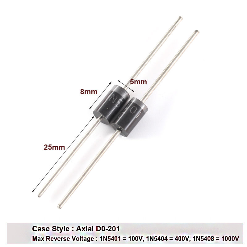 1N5400 Series Rectifier Diodes 3A(1N5401 1N5404 1N5408) Many Packs 20 ...