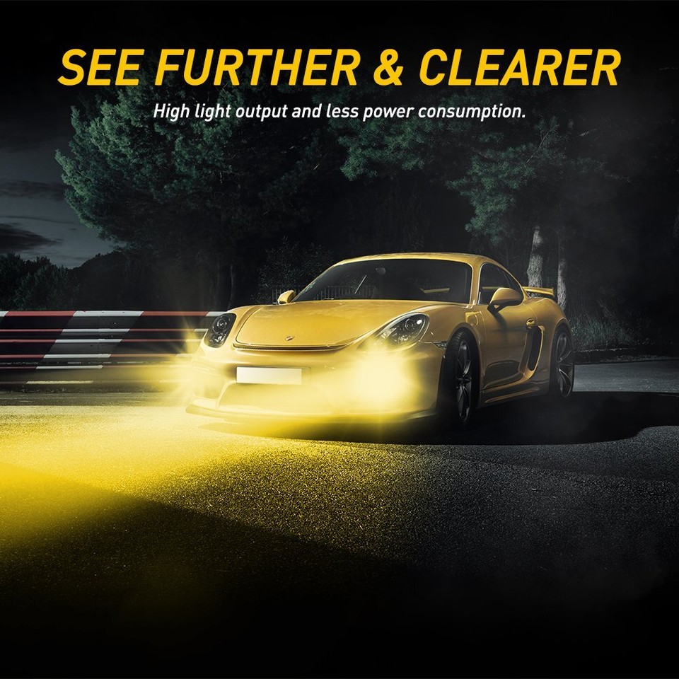 YELLOW LED Fog Light Bulbs H11 High Power 200W Lamps 3000K Foglight ...