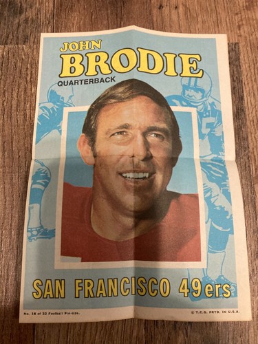 JOHN BRODIE 1971 Vintage Topps Football Poster #18 OF 32 SAN FRANCISCO ...
