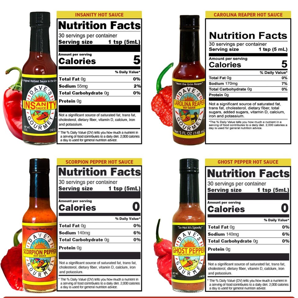 Dave’s Gourmet Insanity Super Hot Sauce Variety 4-Pack - Carolina Reaper,... | eBay