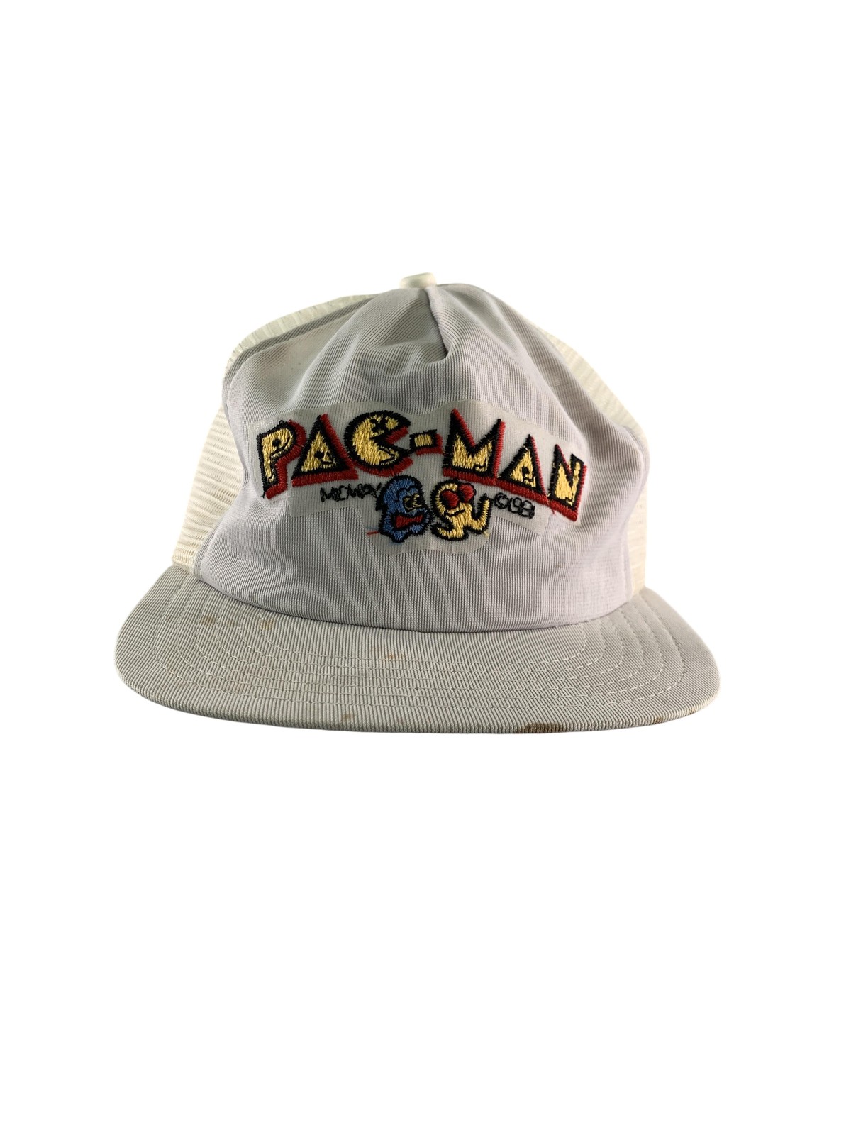 VINTAGE Pac-Man Hat Cap Snap Back White Trucker Mesh … - Gem