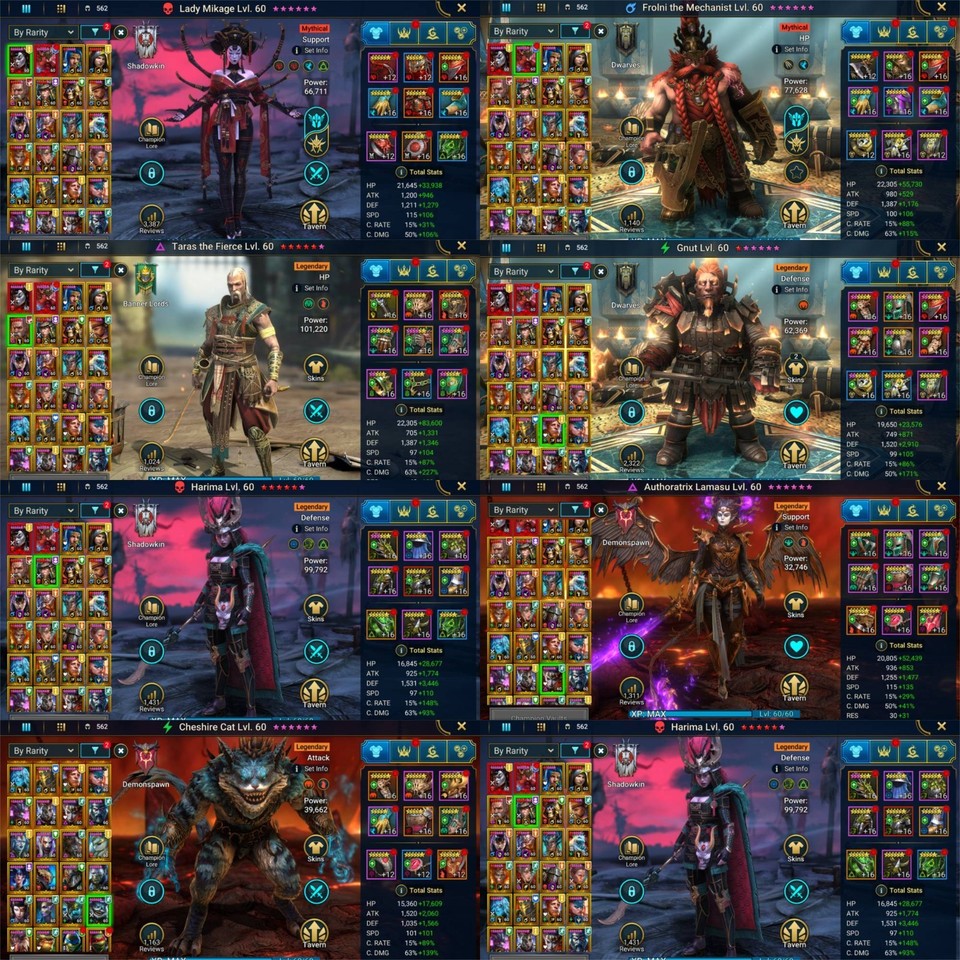 Raid Shadow Legends!All Turtles!2XTaras,Gnut,Cat,Harima,Queen!2 Mythic ...