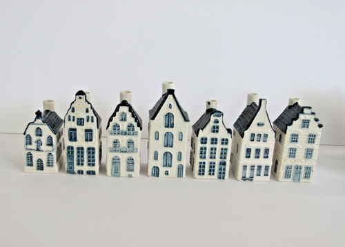 Lot of 7 KLM Airlines Blue Delft Miniature Houses 2 BOLS, 4 HENKES, 1 ...