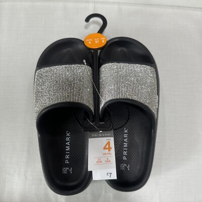 Sparkly Silver Black Sliders Size 4 Primark New | eBay UK