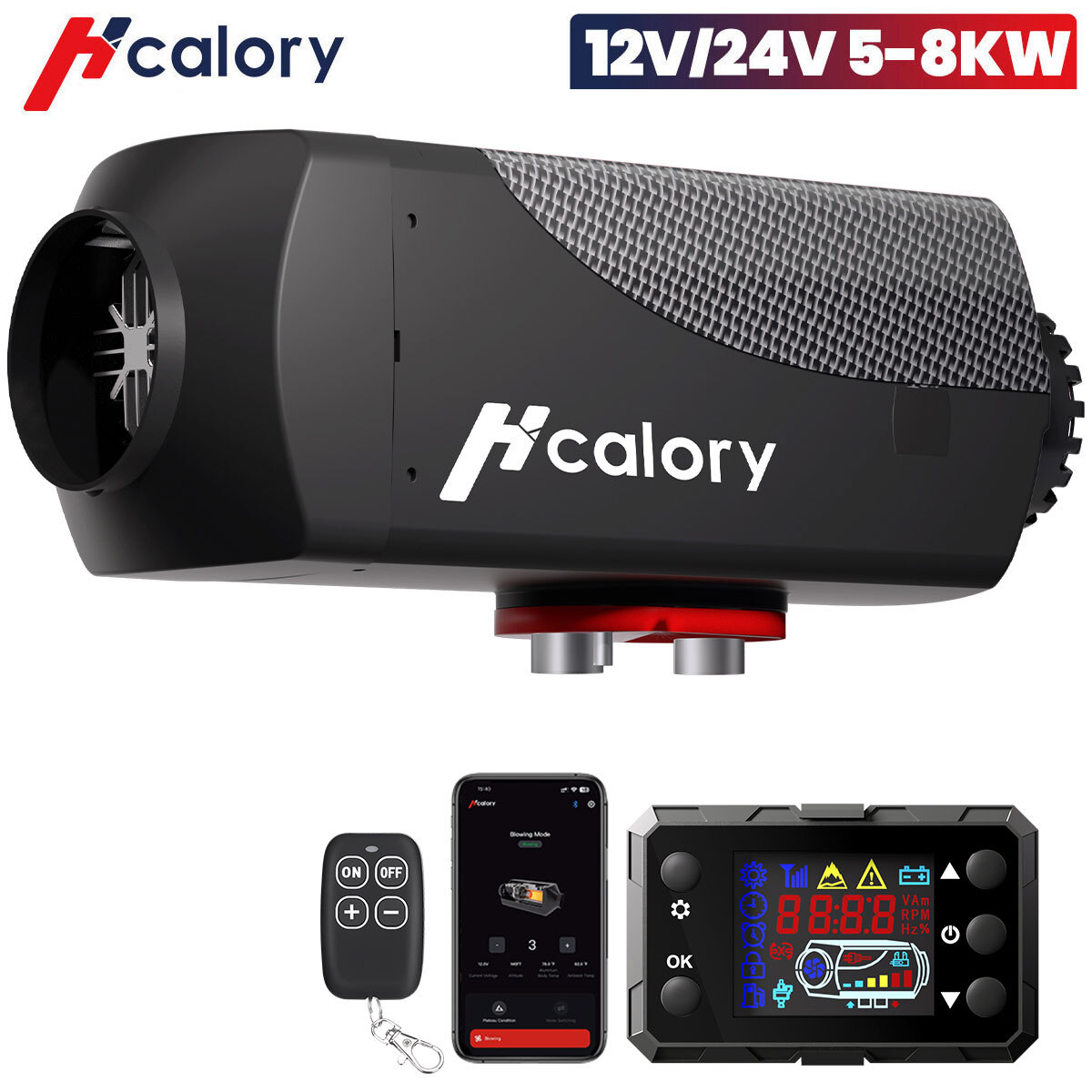 HCALORY® bluetooth Remote LCD Diesel Air Heater 8KW 12V For Car Truck ...