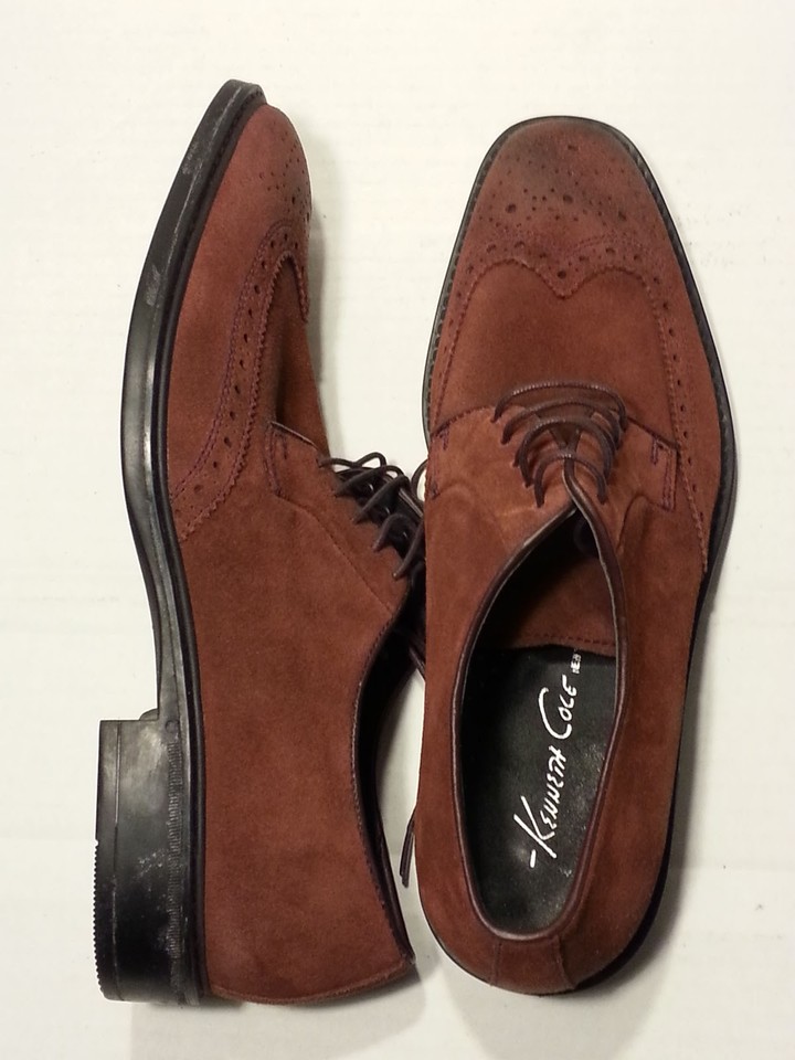 Kenneth Cole men's wing tip brown suede shoes size 8.5 (41.5) Brick ...