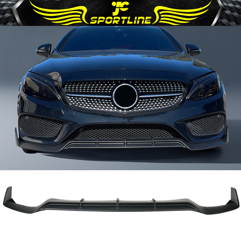 Fits 15-18 Mercedes W205 C-Class AMG Sport Front Bumper Lip B Style ...