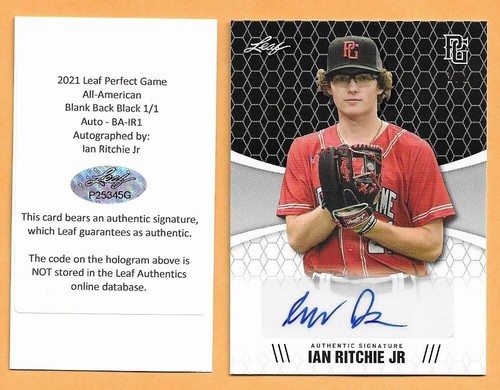 JR RITCHIE IAN 1/1 AUTO 2021 LEAF PERFECT GAME BLANK BACK BLACK ...