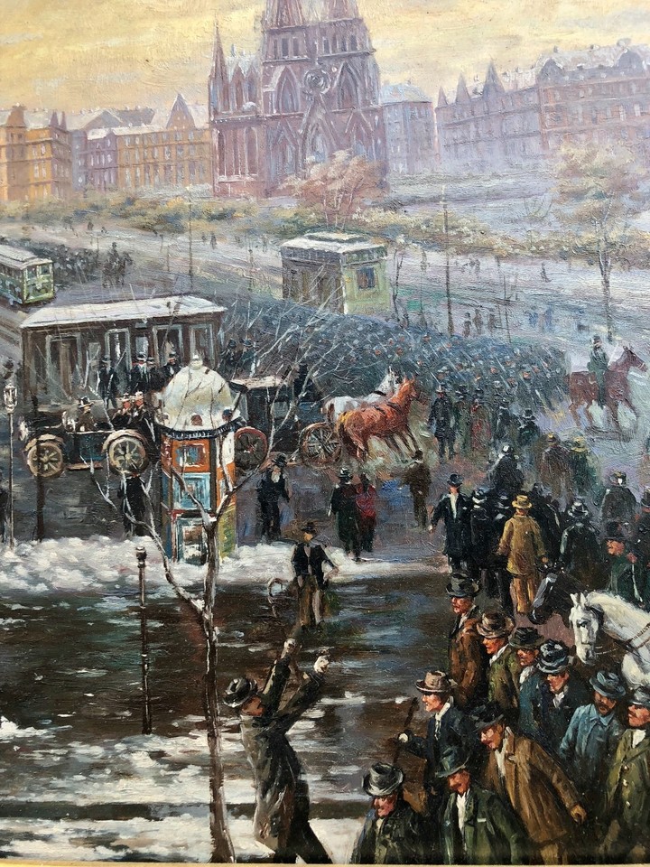 Superb L 19th Austrian Ashcan-Style Painting 'Revolt at Maximilian ...