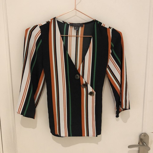 Primark Wrap Stripe Blouse Size 6 With Buttons | eBay UK