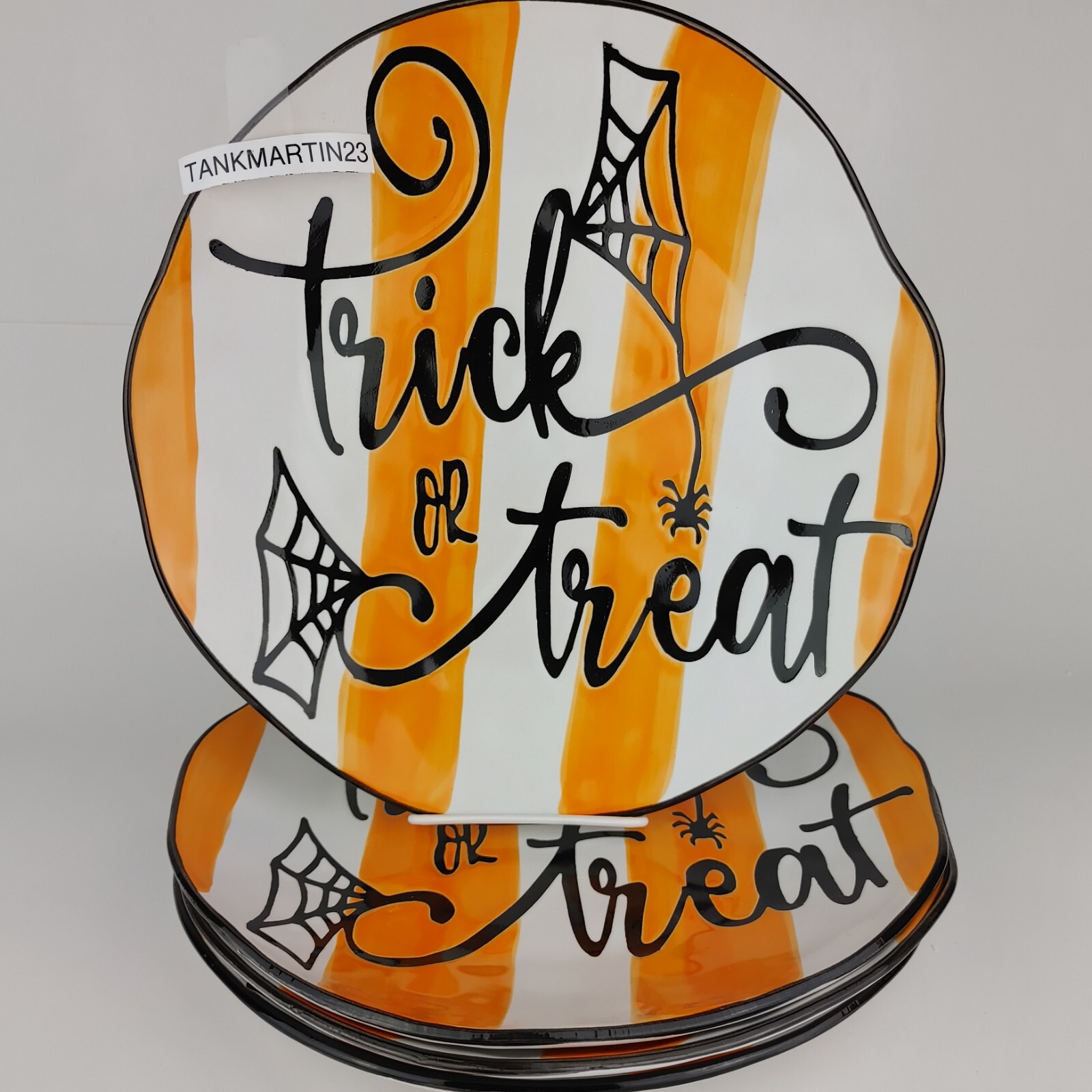 4 Set Eli + Ana Vanny Dinner Plates 10.5" Ceramic Halloween Trick or ...