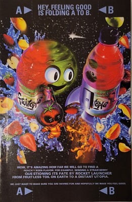 1998 Fruitopia Beverage Fold Poster Vintage Print Ad/Poster Official ...