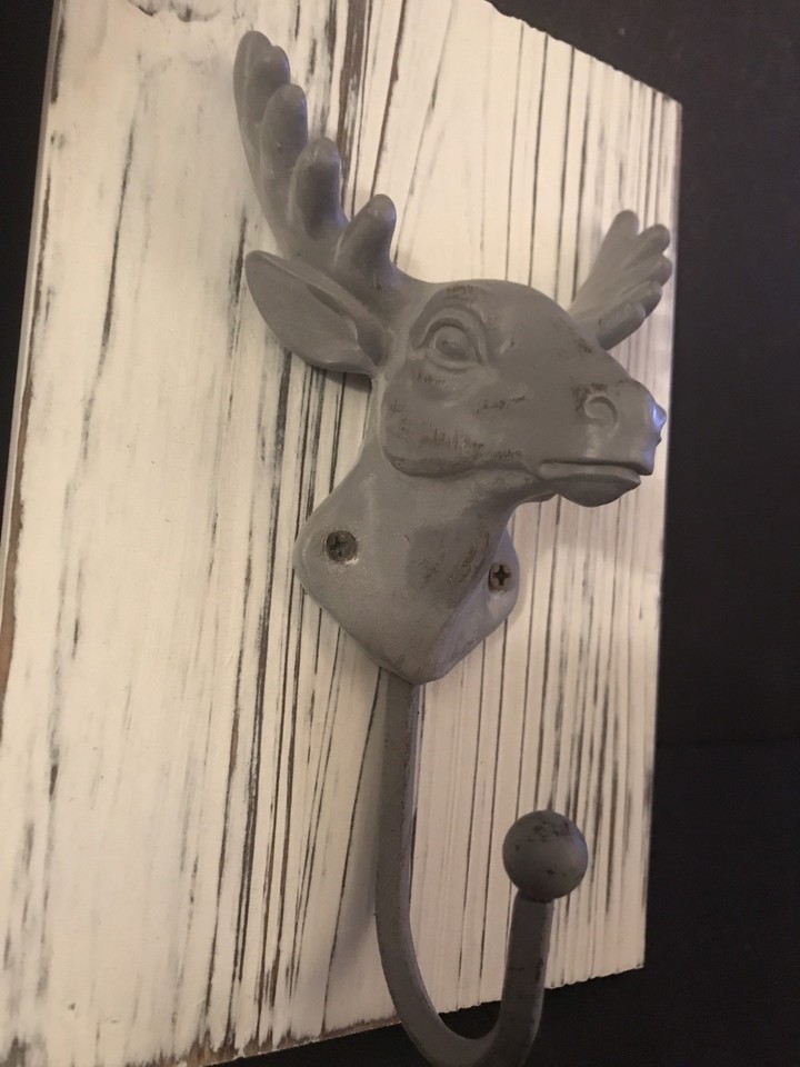 Melannco 1-Hook Wood & Cast Iron Moose Coat Rack, 8-Inch-by-5.5" Inch ...