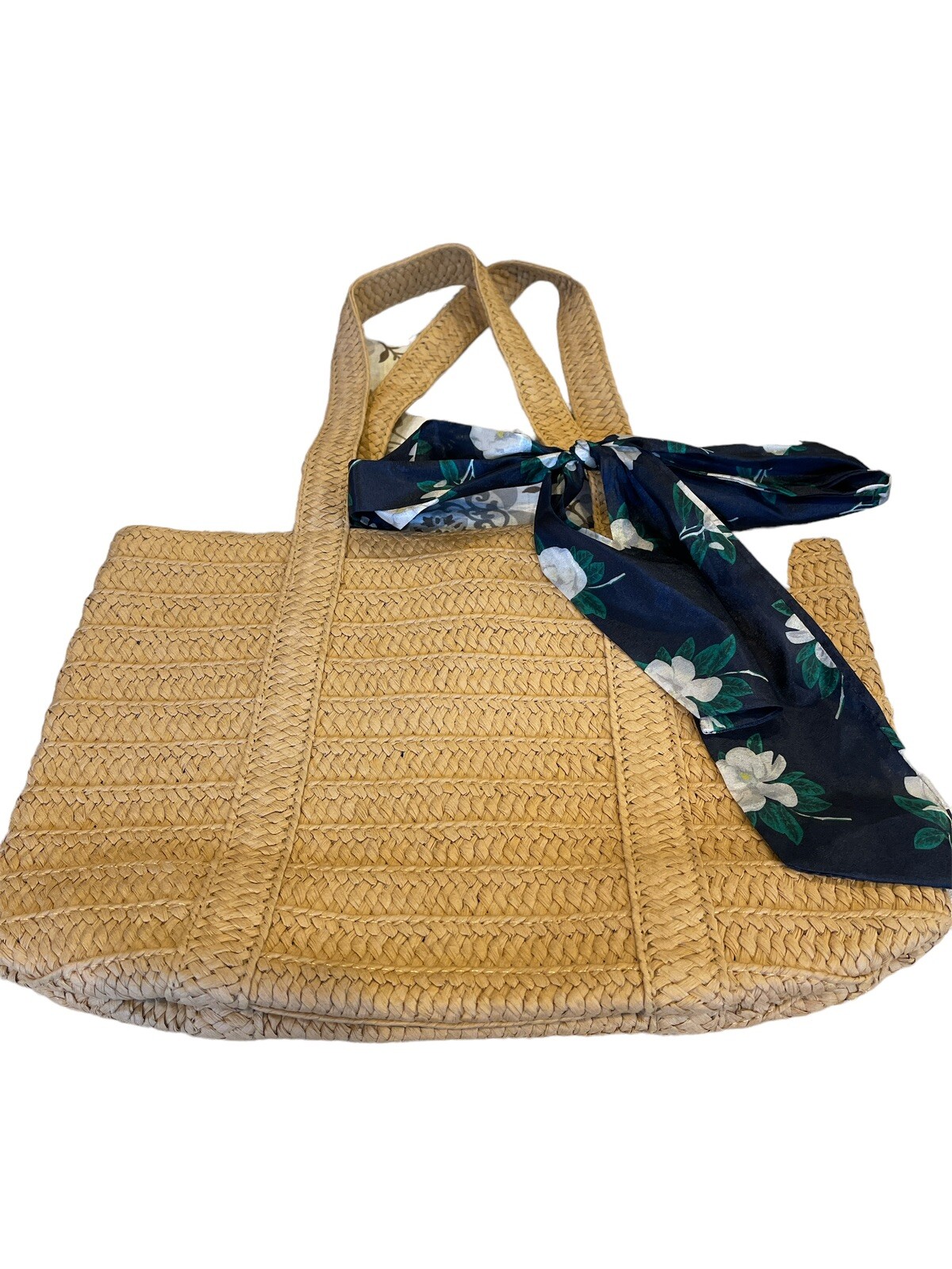 Draper James Everyday Straw Bag Tote Purse with Scarf Bow Nice 👍🏼 | eBay