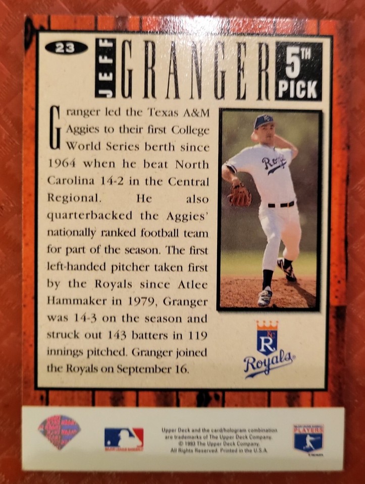 1994 COLLECTOR'S CHOICE SILVER SIG ROOKIE CLASS JEFF GRANGER BASEBALL ...