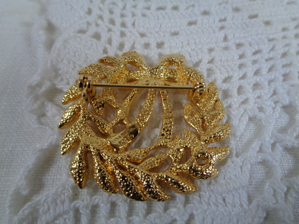 Vintage EISENBERG ICE Christmas WREATH Rhinestone BROOCH Pin | eBay