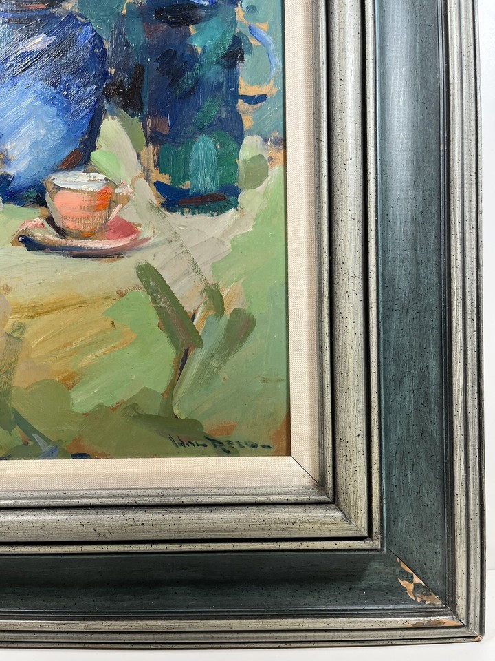 HAL REED MODERNIST VINTAGE STILL LIFE IMPRESSIONIST MID CENTURY OIL ...