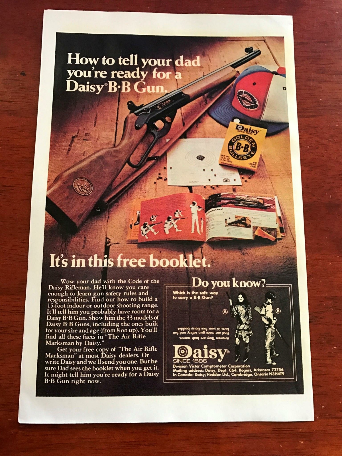 1974 VINTAGE 6x10 COMIC PRINT AD FOR DAISY B-B TOY GUN AIR RIFLE HOW TO ...