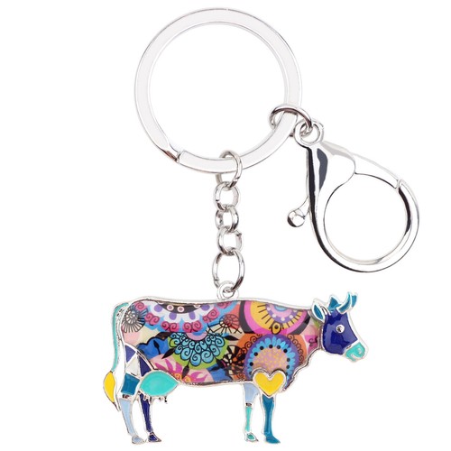 Enamel Alloy Cattle Keychains Bull Car Key Ring Charms Farm Animals ...