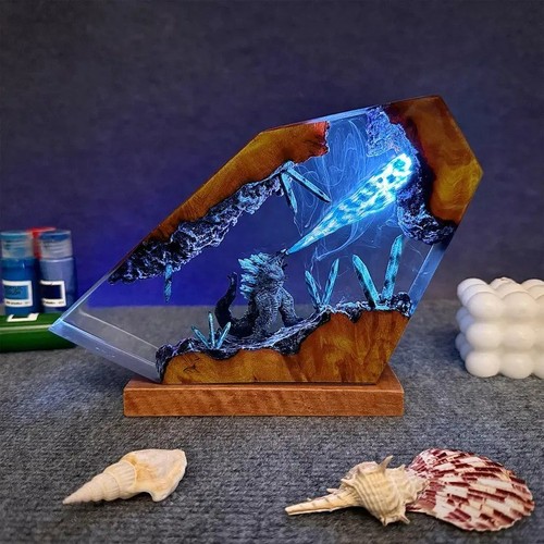 High-class Epoxy Resin Decor Lamp Monster Godzilla V2 3D Crystal ...