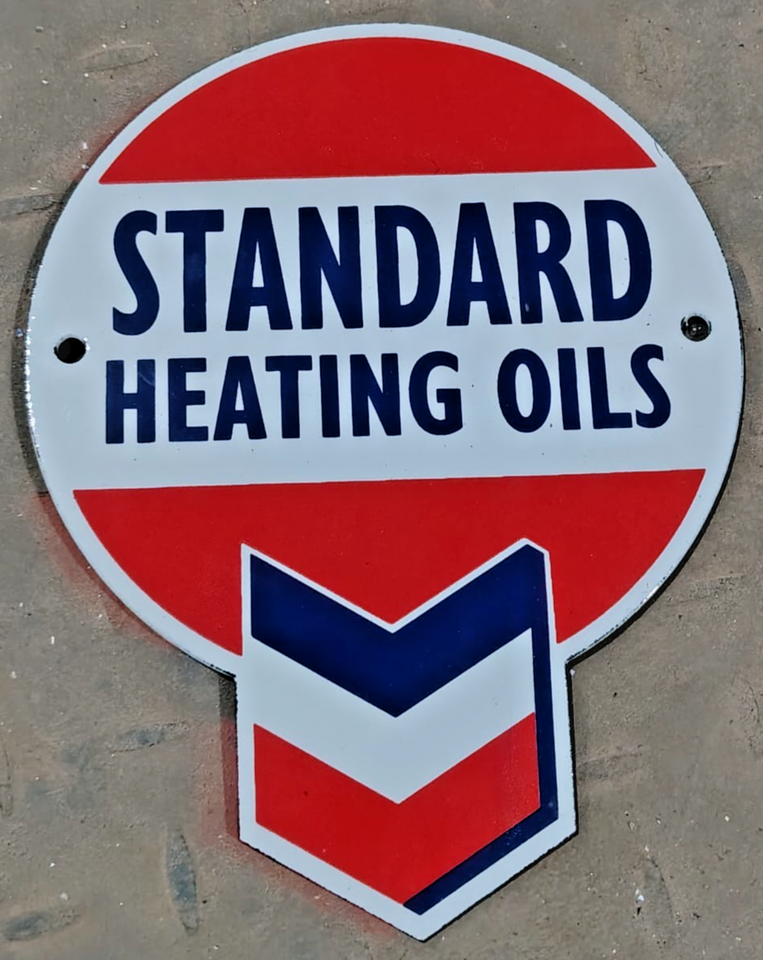 12X STANDARD HEATING OILS PORCELAIN ENAMEL SIGN BOARD SIZE 8"X6.5 ...