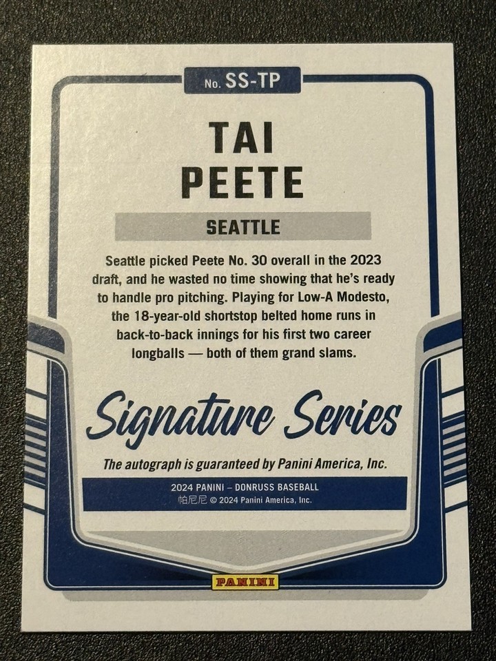 2024 Donruss Baseball Tai Peete Signature Series Auto Blue Foil /75 | eBay