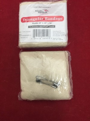 NEW LOT OF 12 MOORE MEDICAL Triangular Bandage Muslin 40"x40"x56" 59950 ...