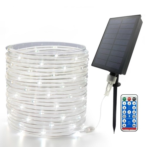 Solar Rope Lights Outdoor Waterproof LED, 66ft 200 LEDs Cold White ...