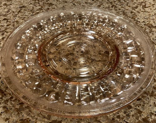 SET OF 2 PLATES PINK DEPRESSION GLASS BLOCK OPTIC PATTERN 8 INCH ...