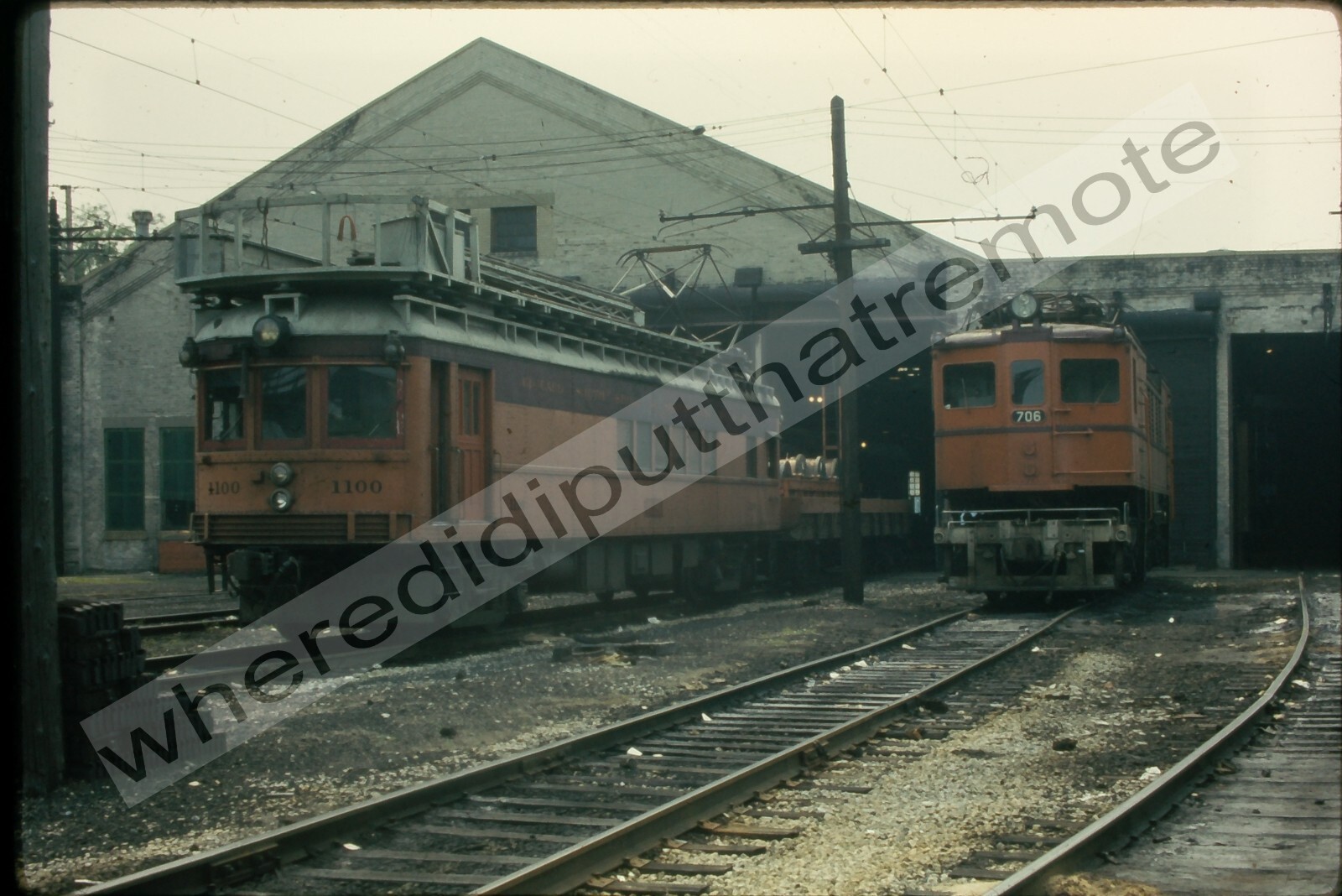 Orig. Slide Chicago S. Shore & S. Bend CSS 1100 Trolley & 706 R-2 ...