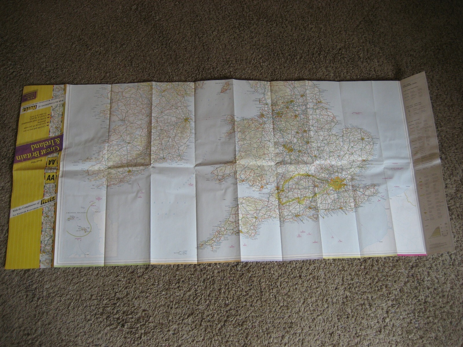 AA - Hertz Map, 1992, Great Britain & Ireland, in Dutch German French ...