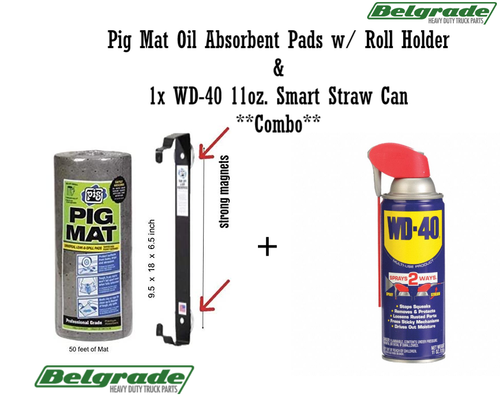 Pig Mat Oil Absorbent Pads w/ Roll Holder & 1x WD-40 11oz. Smart Straw ...